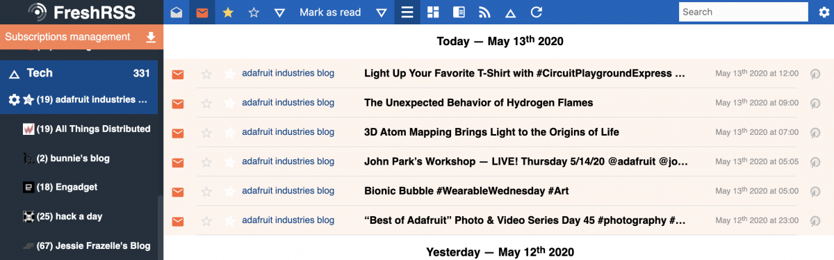 Hello FreshRSS – Roo's View